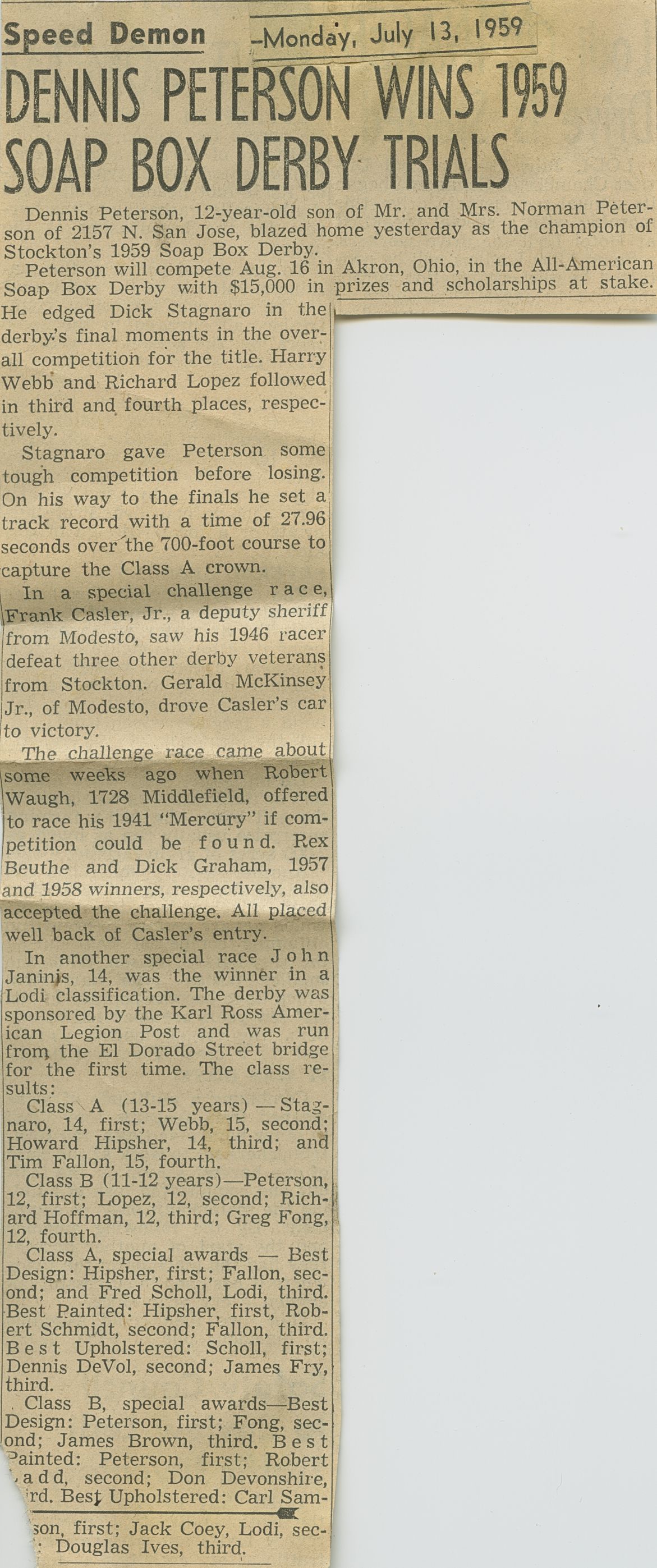 Soap Box Derby, Box 103, 1959 – Finding Joel Pahl Dardis